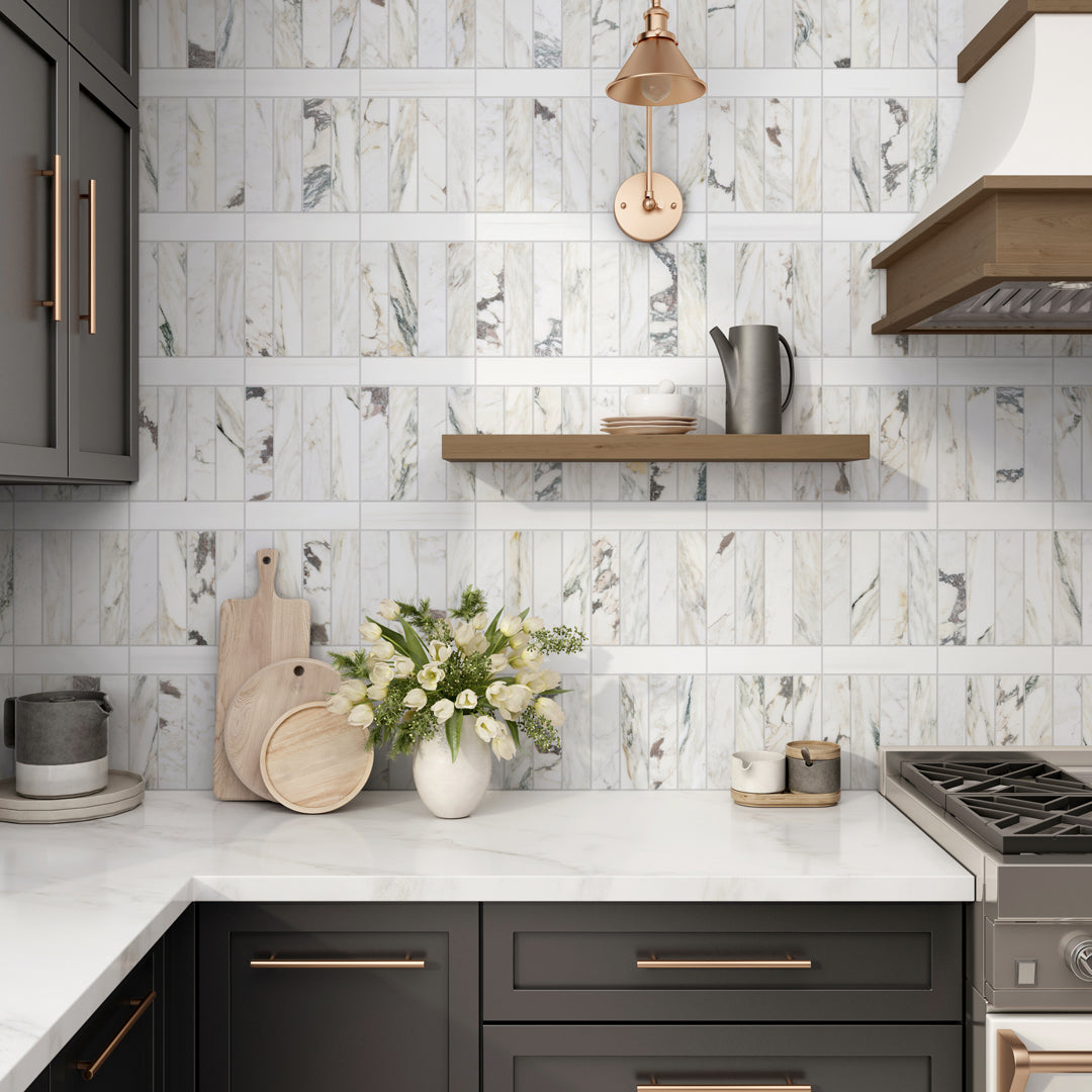 2.25" x 9" CALACATTA MONET BRUSHED & PILLOWED EDGE - FIELD TILE ...