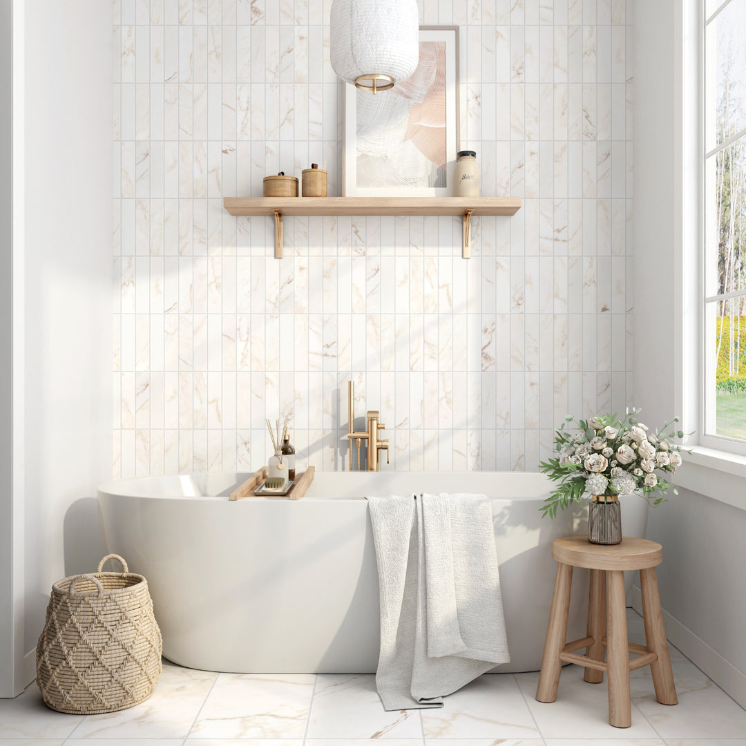 2.25" x 9" CALACATTA VAGLI BRUSHED & PILLOWED EDGE - FIELD TILE ...