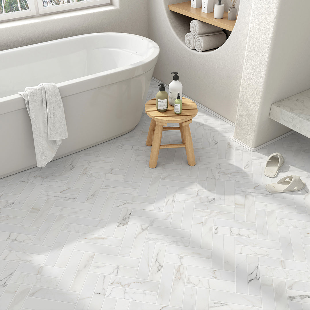 2.25" x 9" CALACATTA GOLD BRUSHED & PILLOWED EDGE - FIELD TILE | DULCET ...