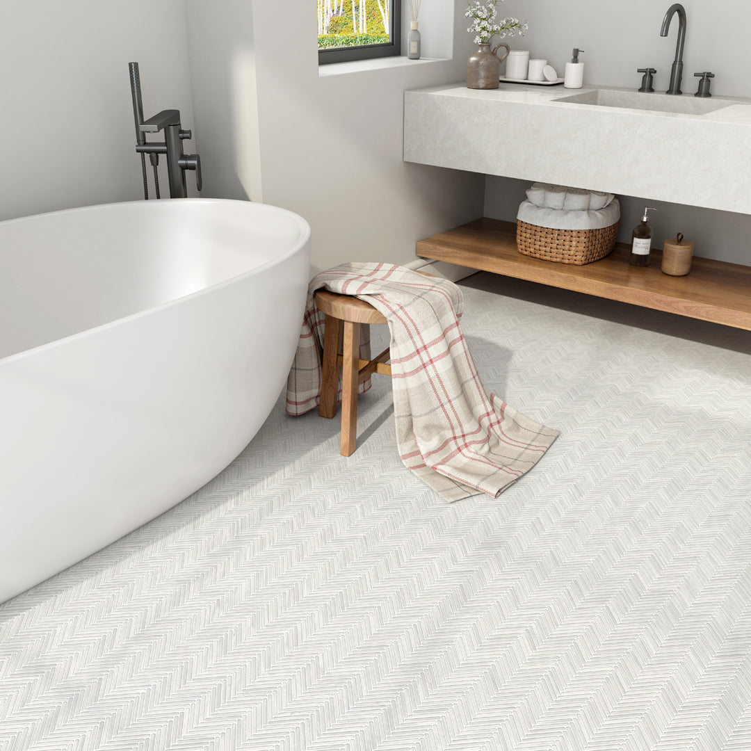 MINI HERRINGBONE NESTOS BEIGE TUMBLED - ESSENTIAL MOSAIC | DULCET TILE – DULCET TILE INC