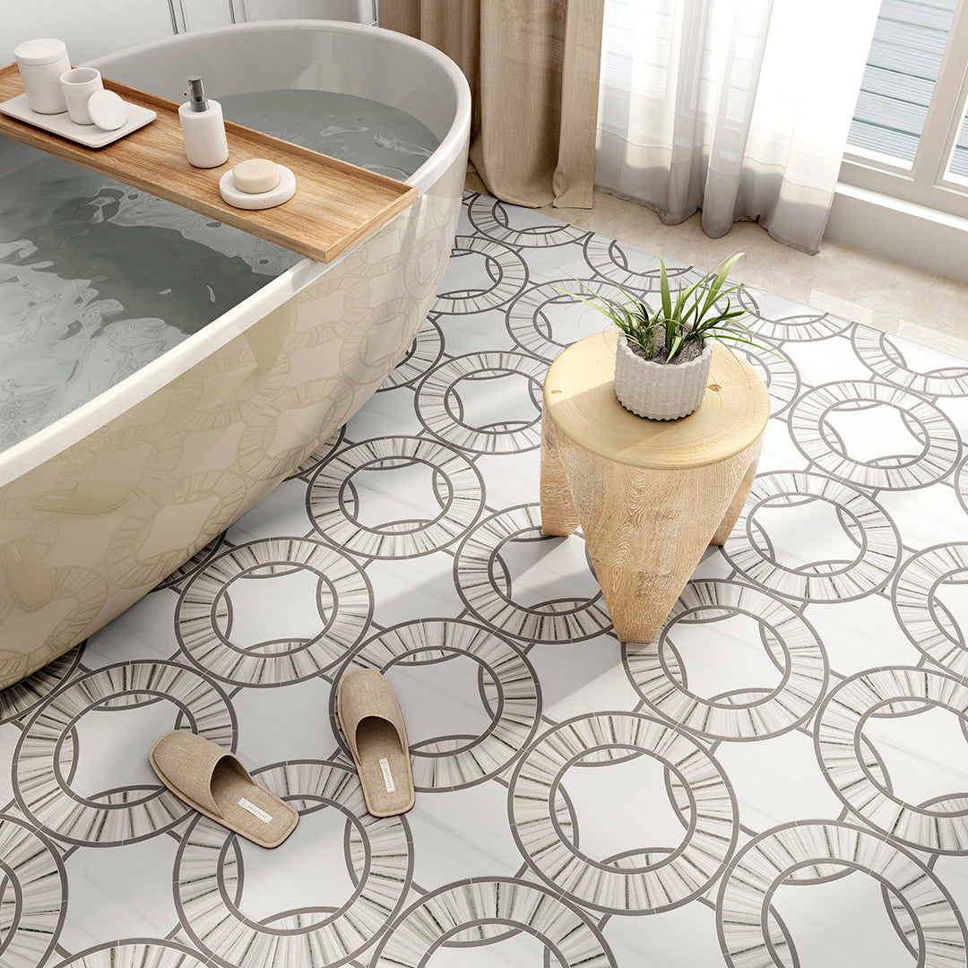COLISEUM - WATERJET MOSAIC | DOLOMITE | CALACATTA ZEBRINO | DULCET TILE ...