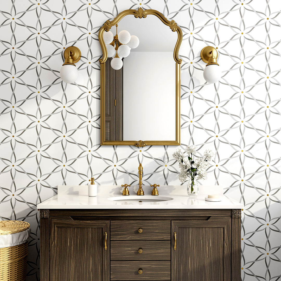 FIBRA - WATERJET MOSAIC | WHITE THASSOS | DULCET TILE