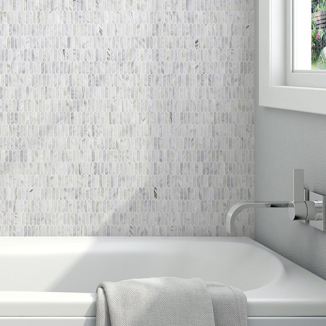 MINI PICKET CALACATTA MANHATTAN HONED - ESSENTIAL MOSAIC | DULCET TILE ...